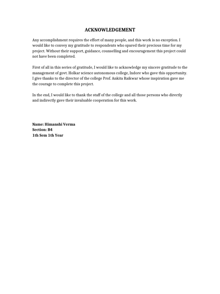 Acknowledgement Page | PDF