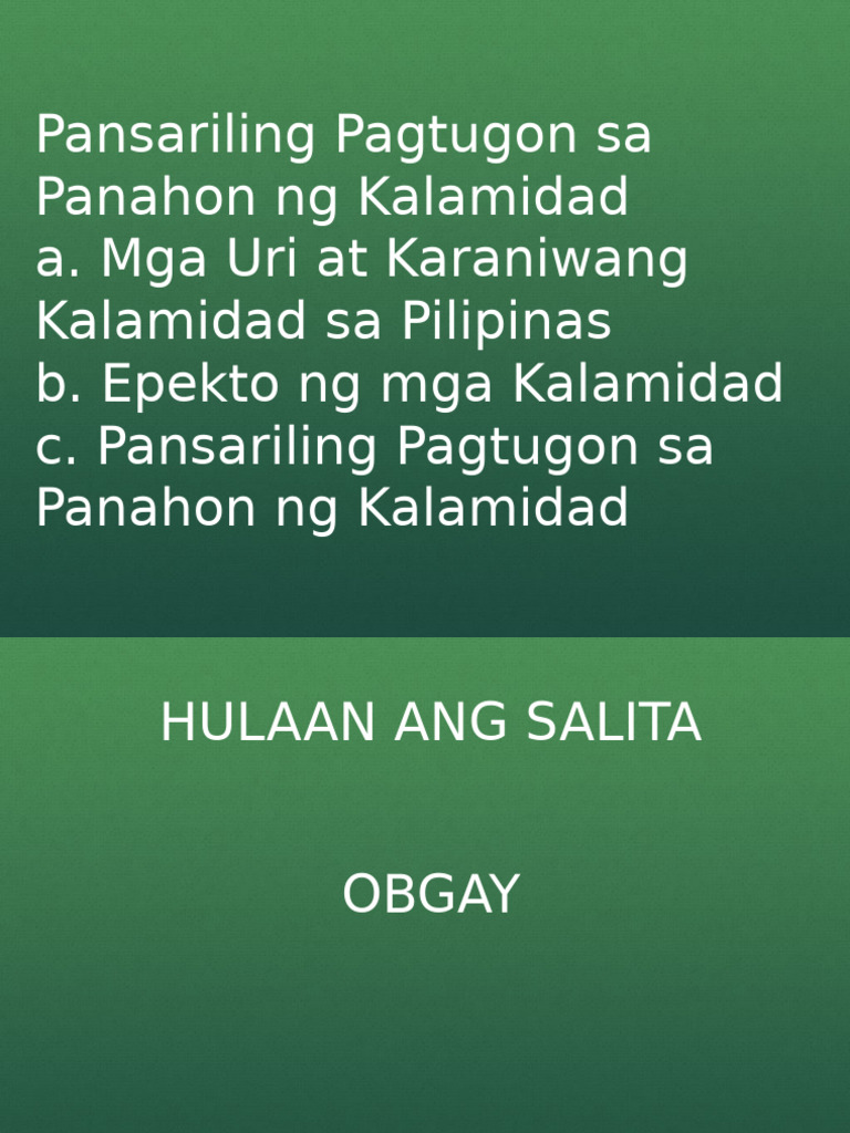 Aralin 7 Kalamidad | PDF