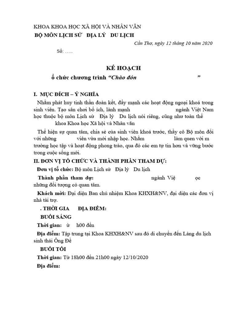 KH Chao Don Tan Sinh Vien Viet Nam HC k46 | PDF