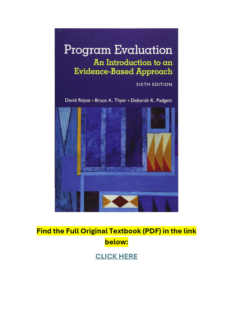 Program Evaluation An Introduction To An Evidence-Based Approach 6th Edition PDF | PDF ...