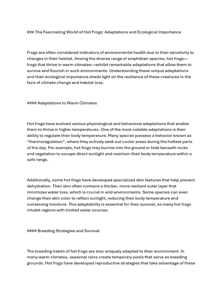 hot frogs | PDF | Frog | Thermoregulation
