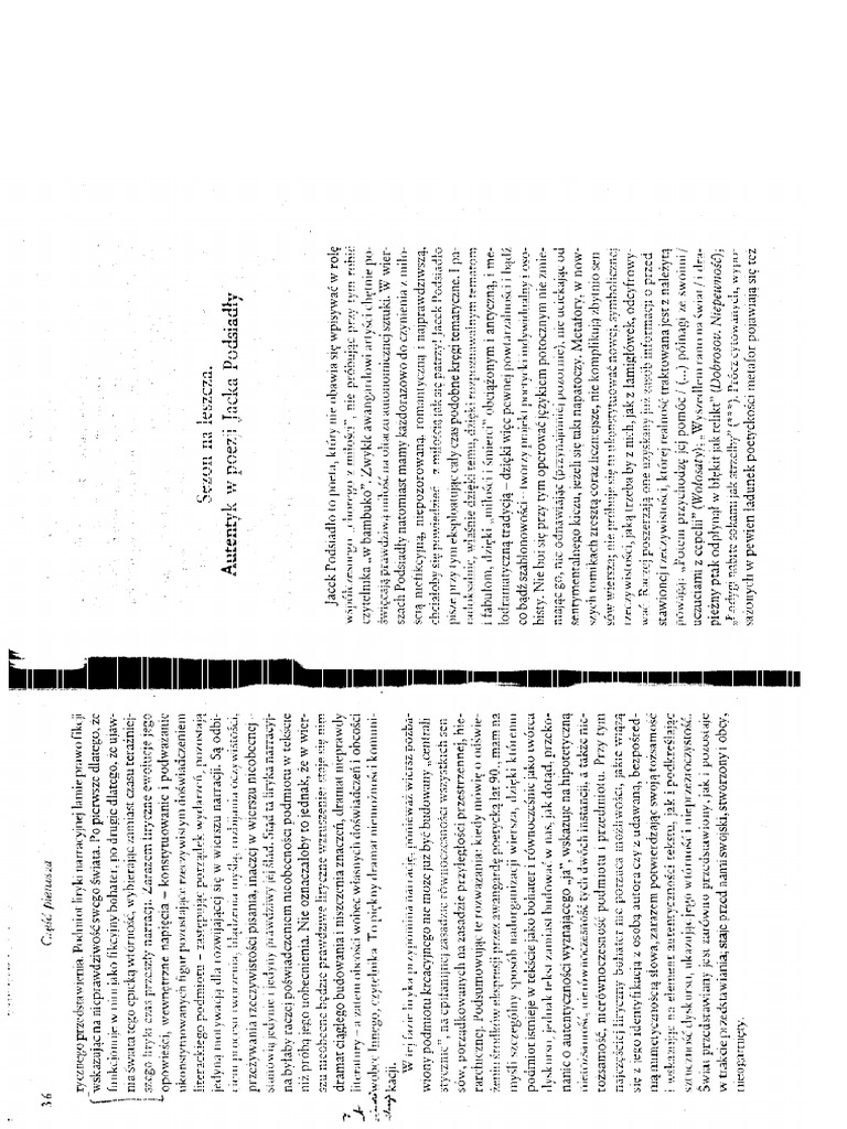 Joanna Orska Sezon Na Leszcza. Autentyk W Poezji Jacka Podsiadły W Tejże Liryczne Narracje ...