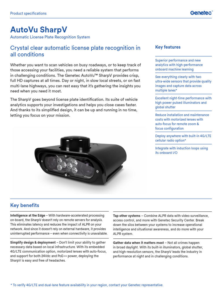 01 EN Genetec Autovu Sharpv Datasheet | PDF | Computing