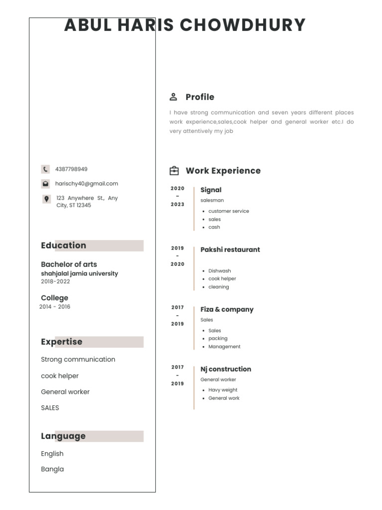Simple Professional CV Resume | PDF