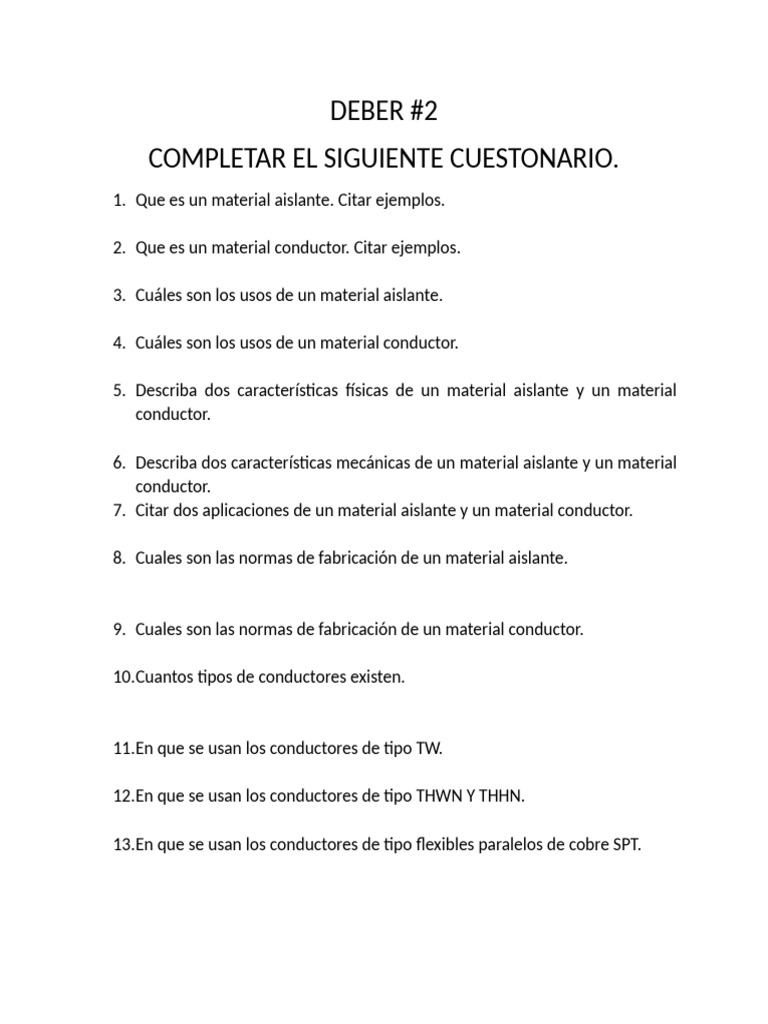 Deber #2 (Cuestionario) | PDF | Ciencia y matemáticas | Informática