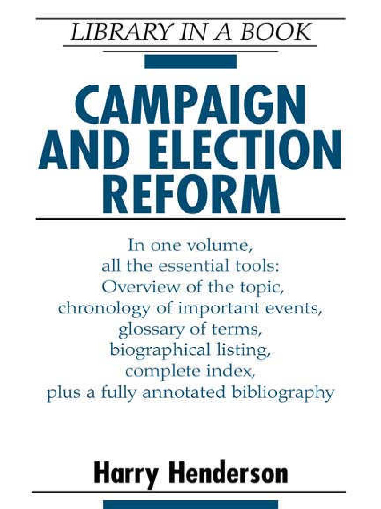 Campaign and Election Reform (USA) - Henderson | PDF | Fifteenth ...