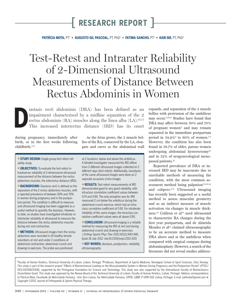 2012 Test-retest and Intrarater Reliability of 2-Dimensional Ultrasound ...