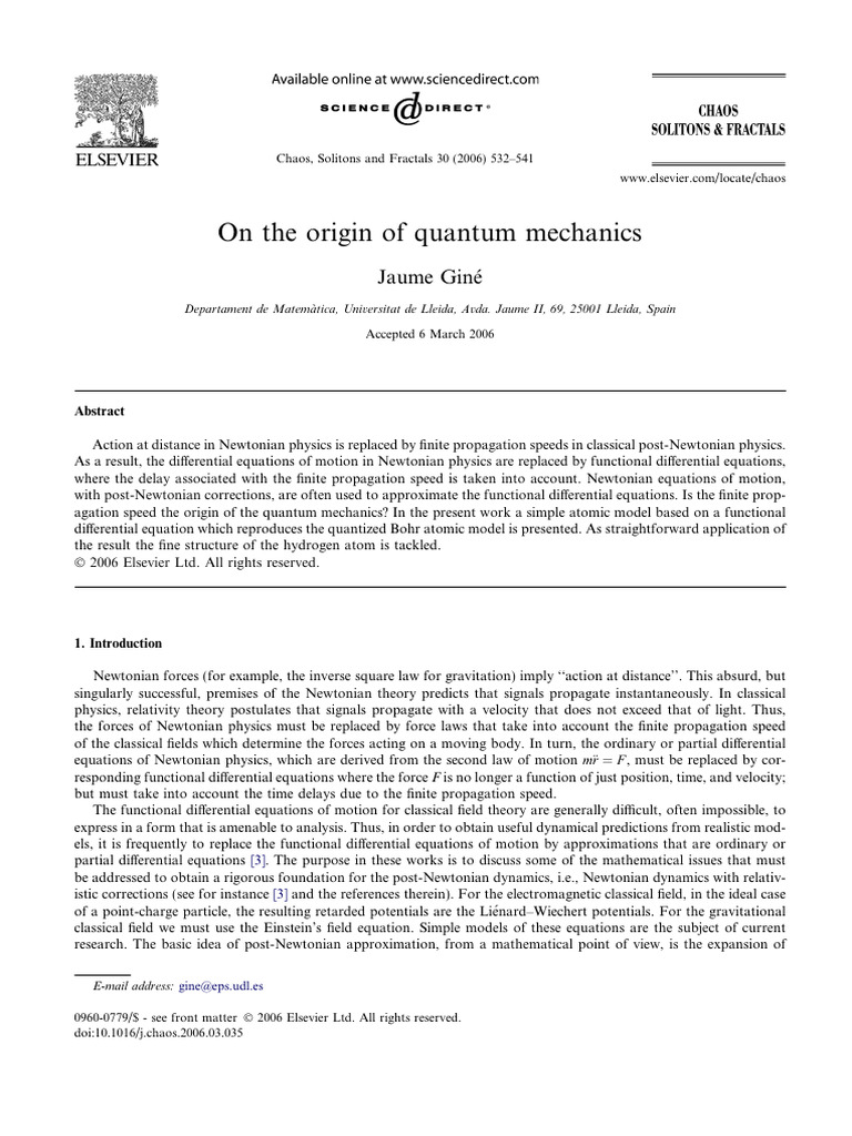 Giné (2006) - On The Origin of Quantum Mechanics | PDF | Quantum ...