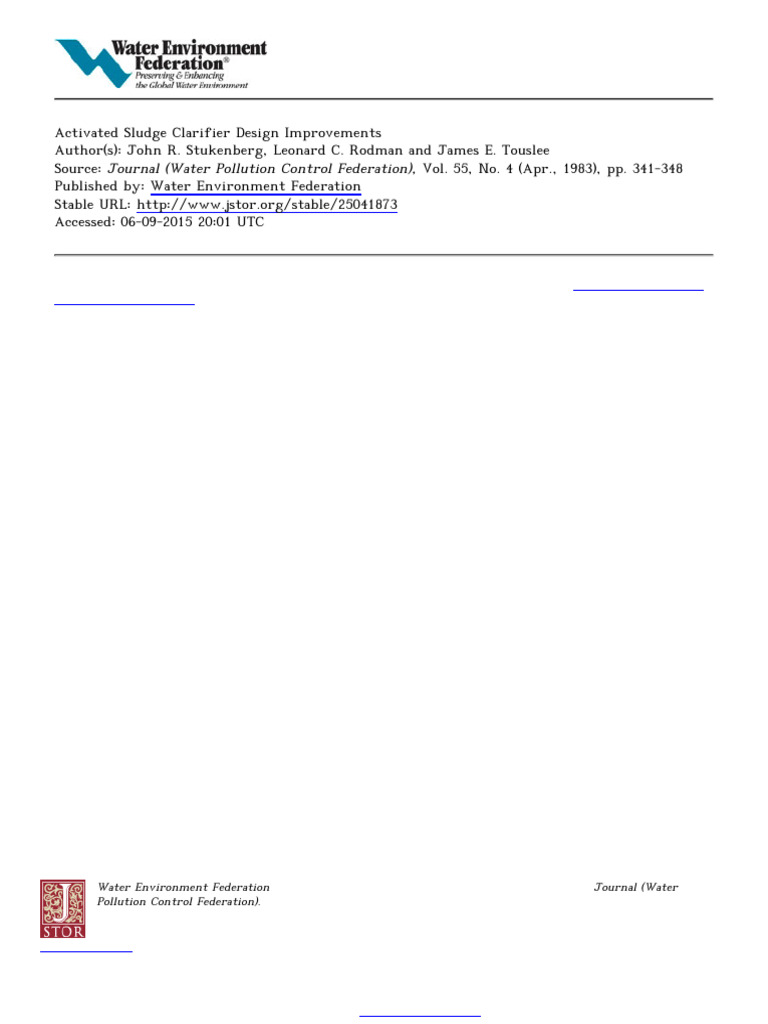 Activated sludge clarifier design improvements | PDF | Sewage Treatment ...