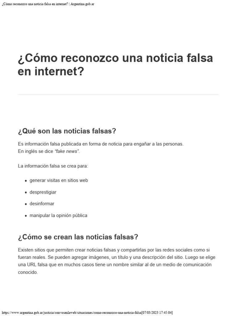 Como Reconozco Una Noticia Falsa en Internet. | PDF | ciberespacio ...