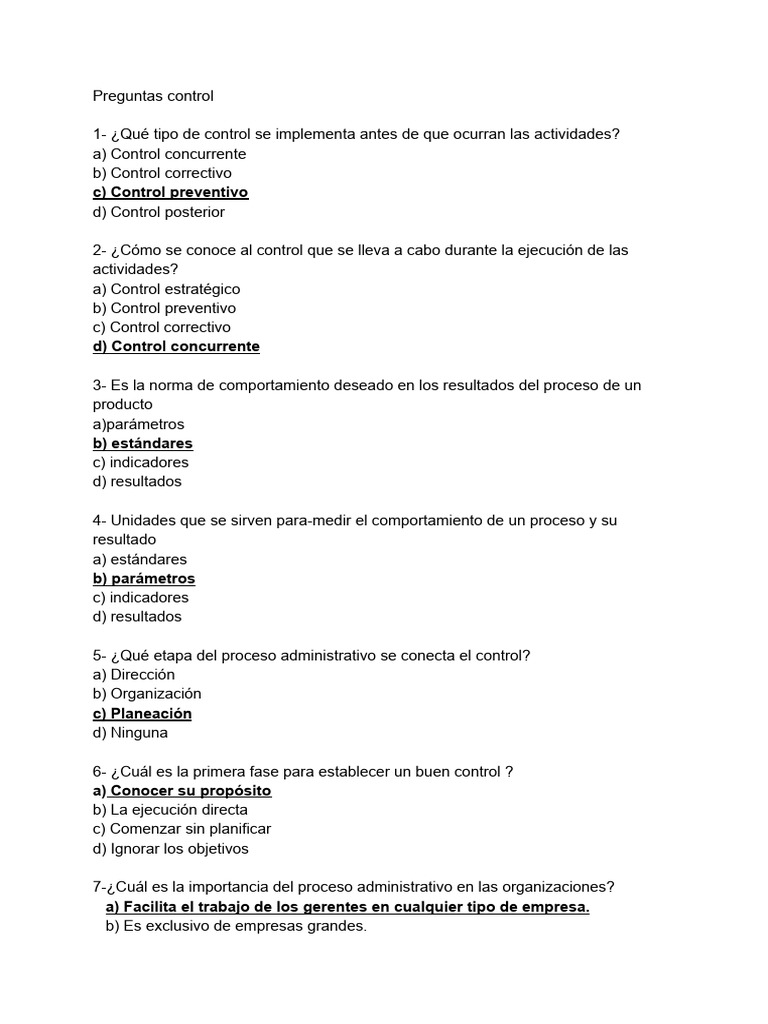 Preguntas control | PDF | Planificación | Business