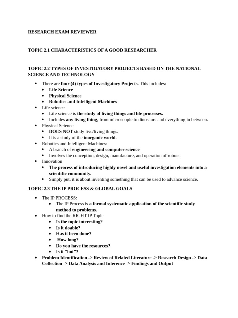 Research Exam Reviewer | PDF