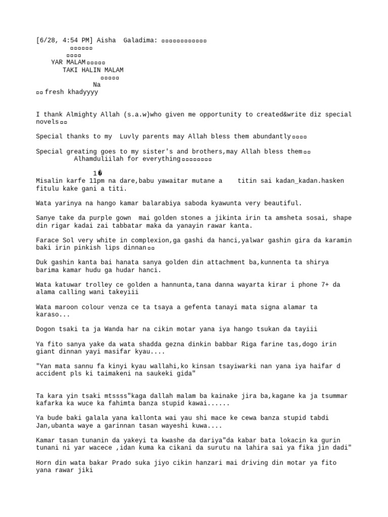 'Yar Malam Taki Halin Malam-1 | PDF