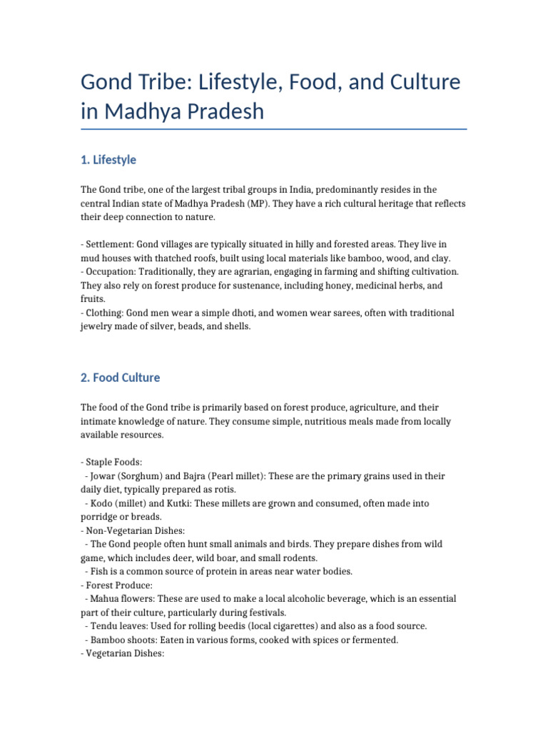 Gond Tribe Lifestyle Food Culture Madhya Pradesh Without Image | PDF | Home & Garden
