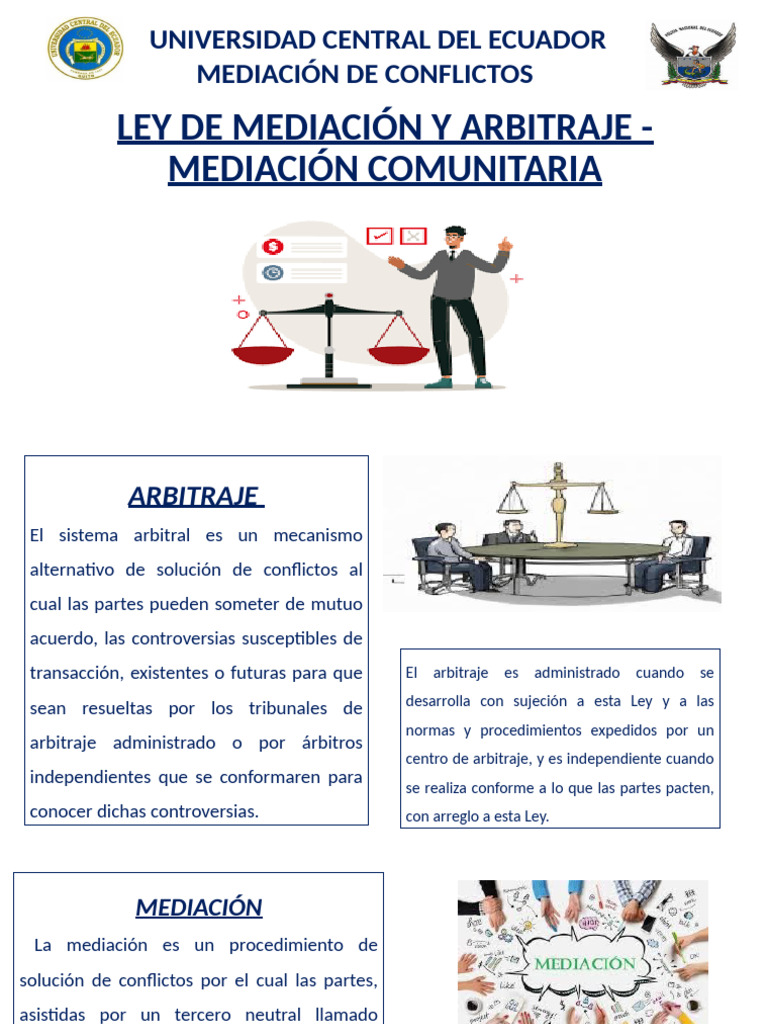 Semana de Clase Ley de Mediación y Arbitraje - Mediación Comunitaria | PDF | Arbitraje | Mediación