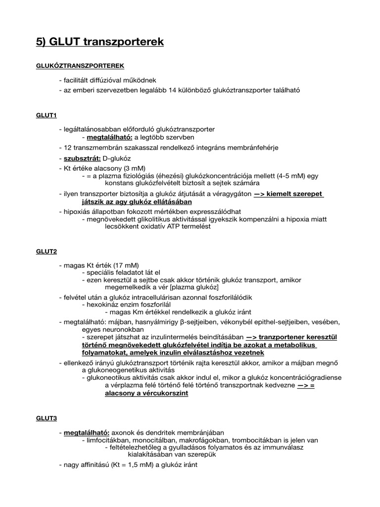 5) GLUT Transzporterek | PDF