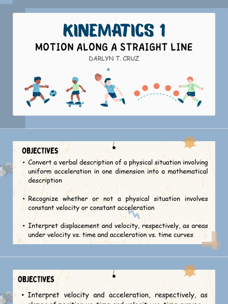 Kinematics 1 Motion Along Straight Line | PDF | Velocity | Acceleration
