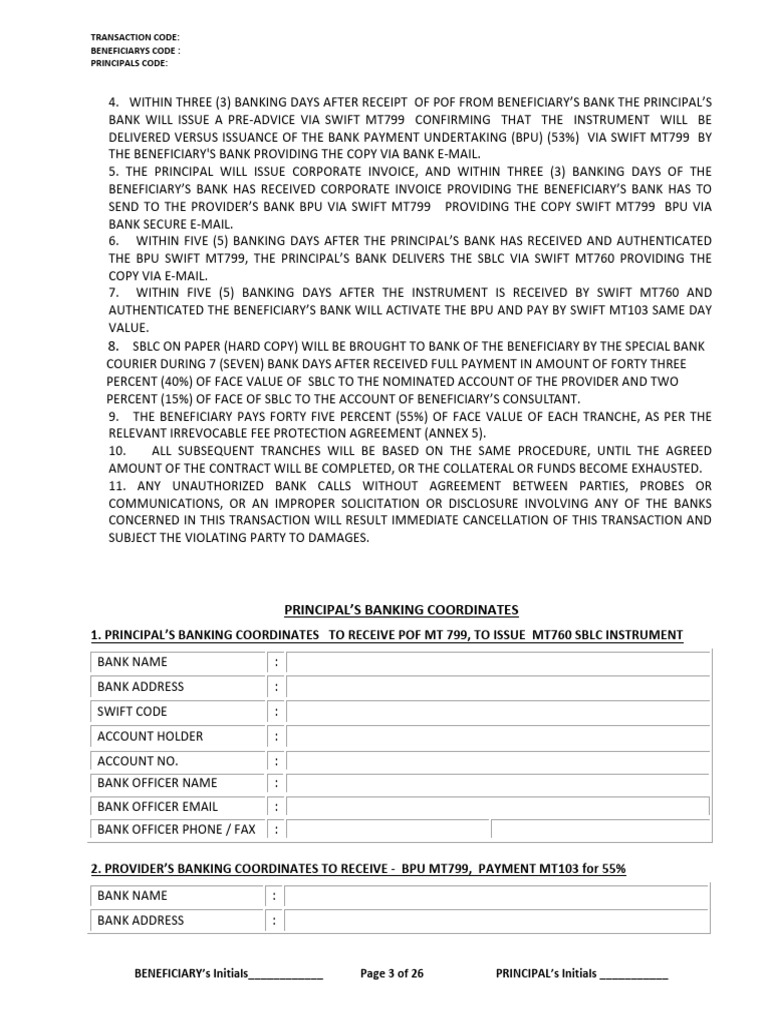 DOA - TEMPLATE - SBLC - Page 3 | PDF | Letter Of Credit | Banks