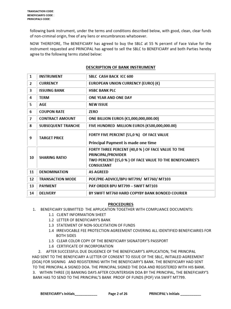 DOA - TEMPLATE - SBL C Page 2 | PDF | Letter Of Credit | Banks