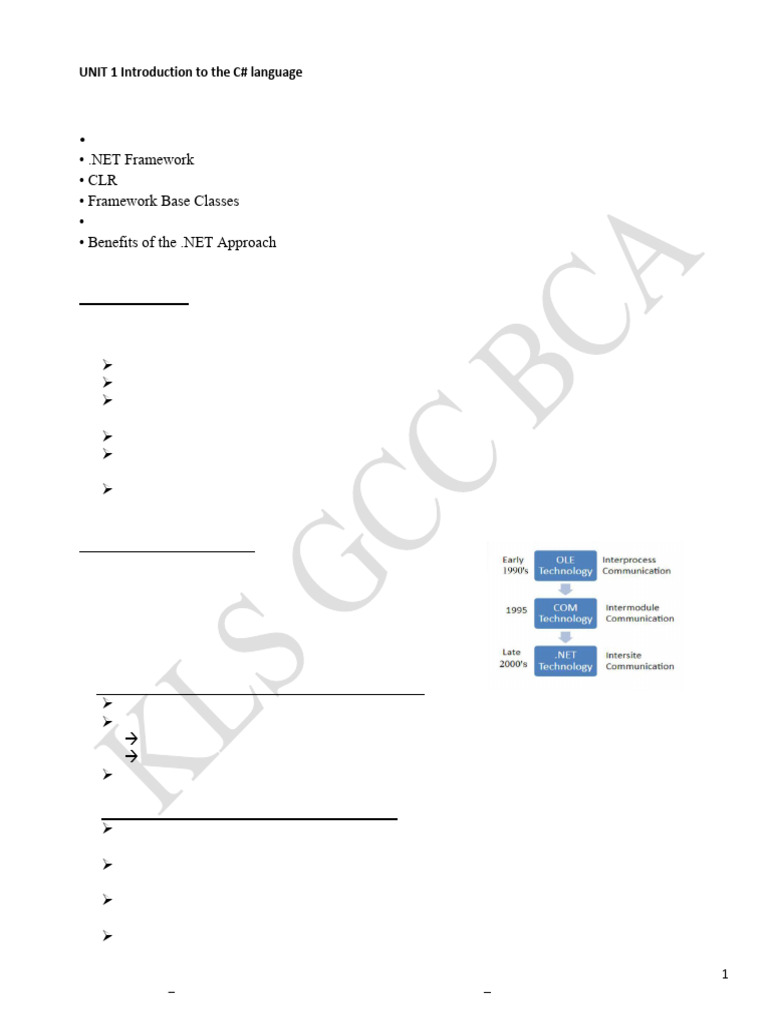 UNIT 1 - C# Notes - 2022-23 3rd Sem | PDF | C Sharp (Programming ...
