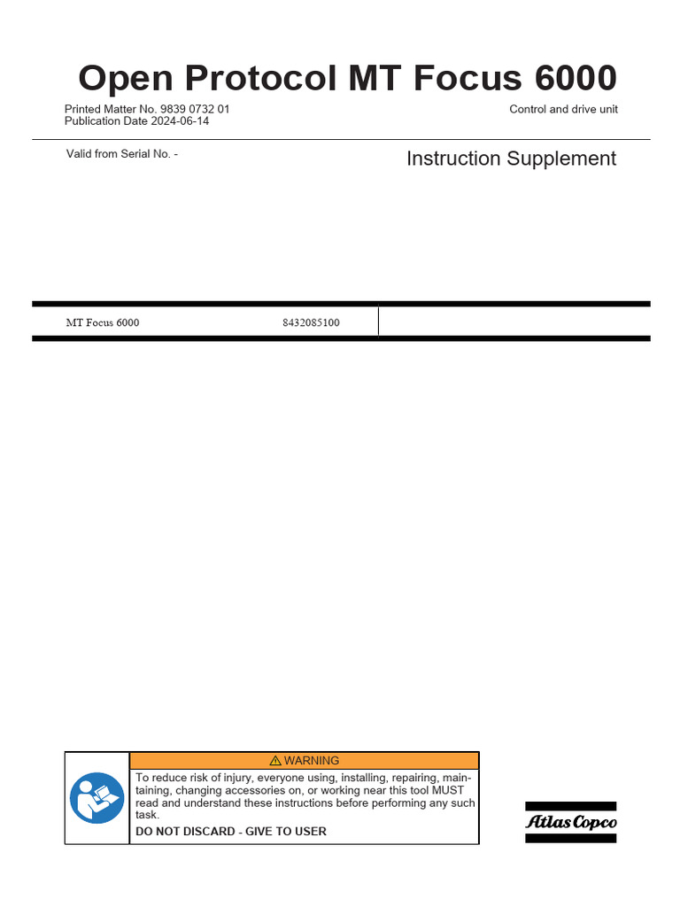 OP MT Focus 6000 Instructionn Supplement | PDF | Transmission Control ...