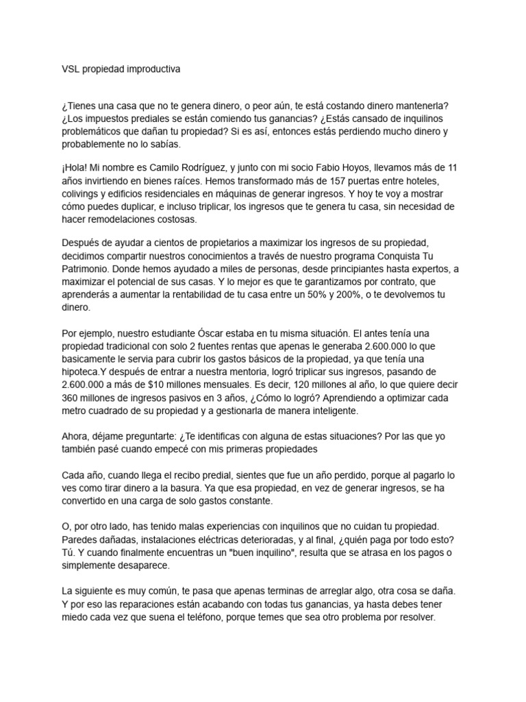 VSL Propiedad Improductiva BR | PDF | Impuestos | Propiedad
