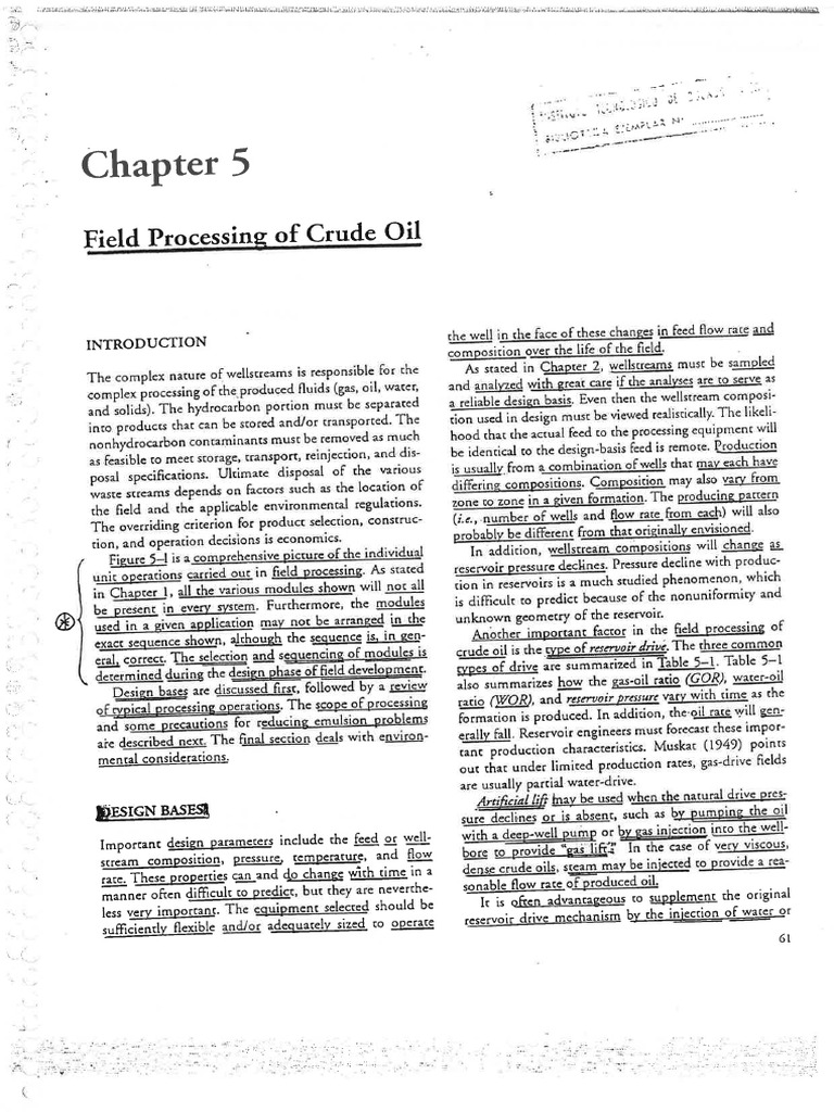 2817 - 001 Chapter 5 Field Processing of Crude Oil | PDF