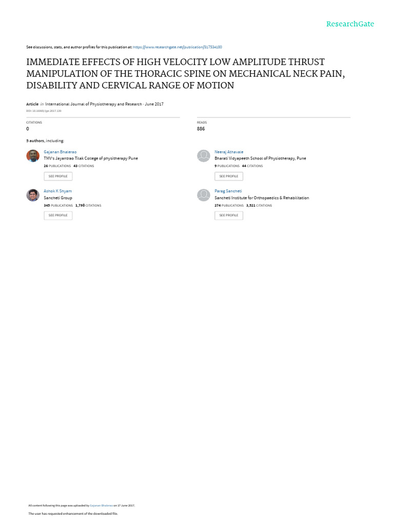 Immediate Effects of High Velocity Low Amplitude Thrustmanipulation of ...