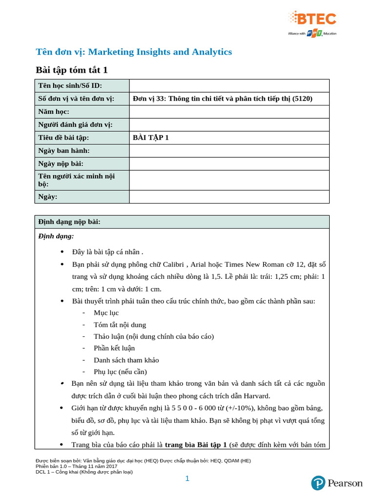 Unit 33 - 5120 - Assignment 1 Brief việt | PDF