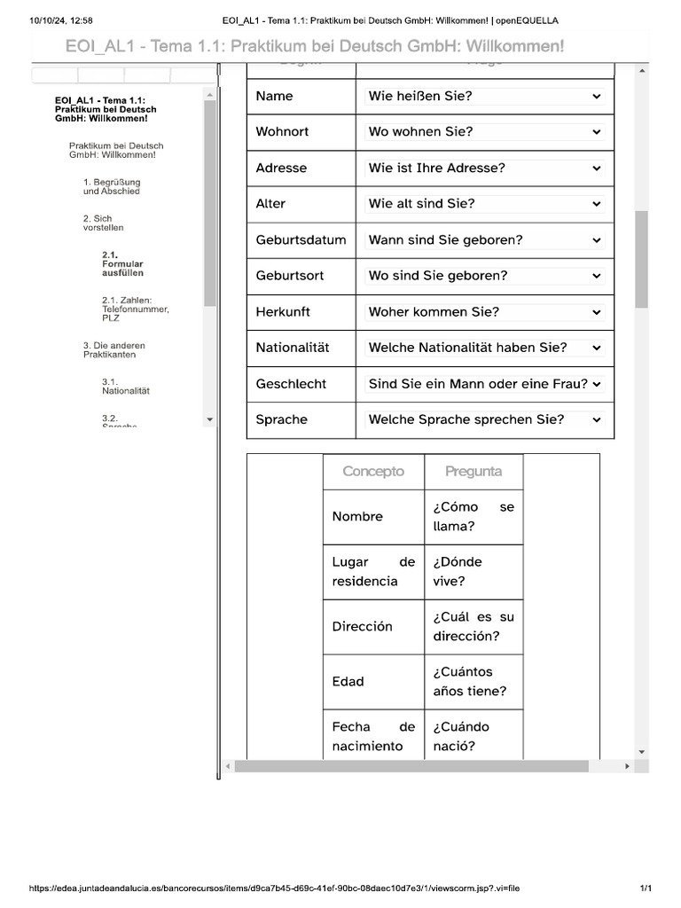 EOI - AL1 - Tema 1.1 - Praktikum Bei Deutsch GMBH - Willkommen! - OpenEQUELLA | PDF