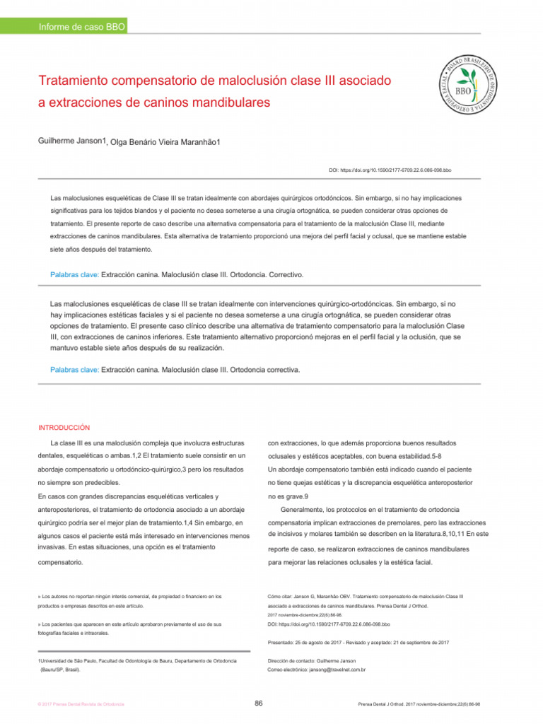 Tratamiento Compensatorio de Maloclusión Clase III | PDF | Ortodoncia ...