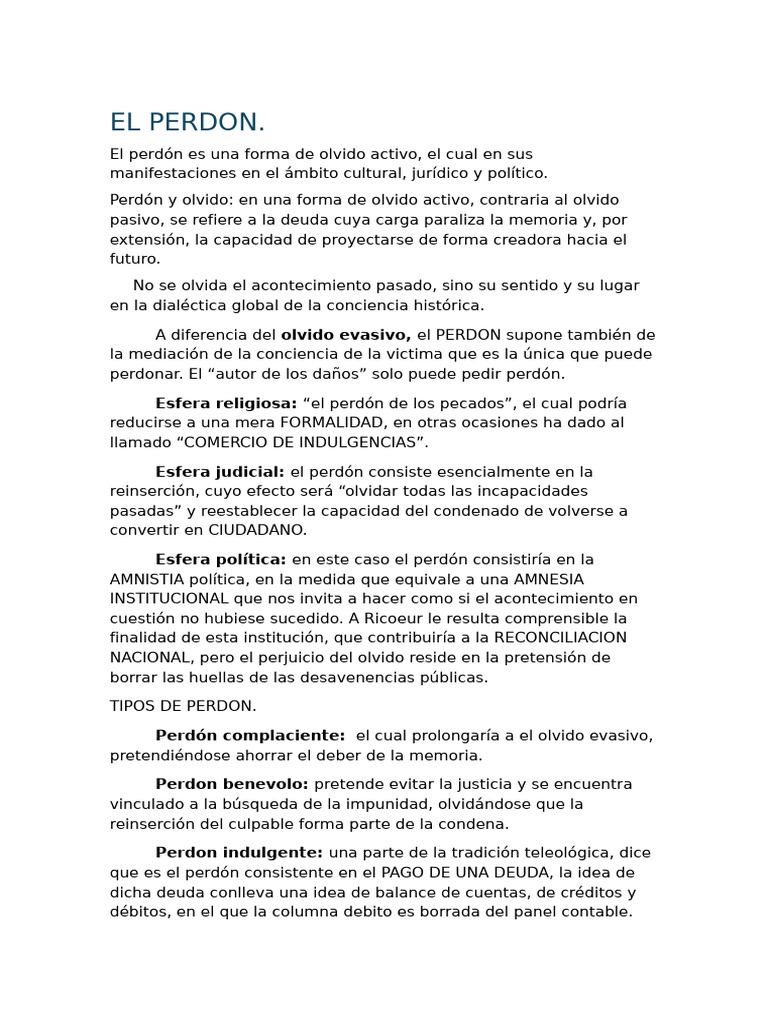 El Perdon | PDF | Perdón