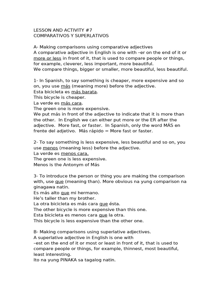 #7 Comparative and Superlative | PDF | Syntax | Linguistic Typology