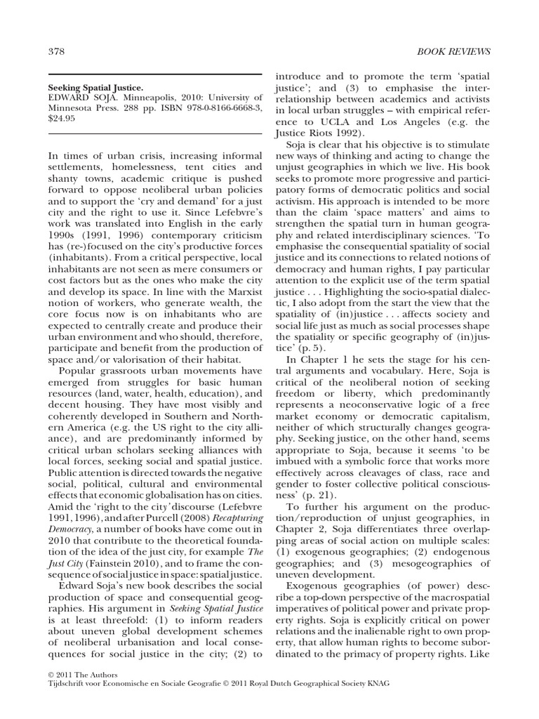 Seeking Spatial Justice Review-1 | PDF | Space | Economic Inequality