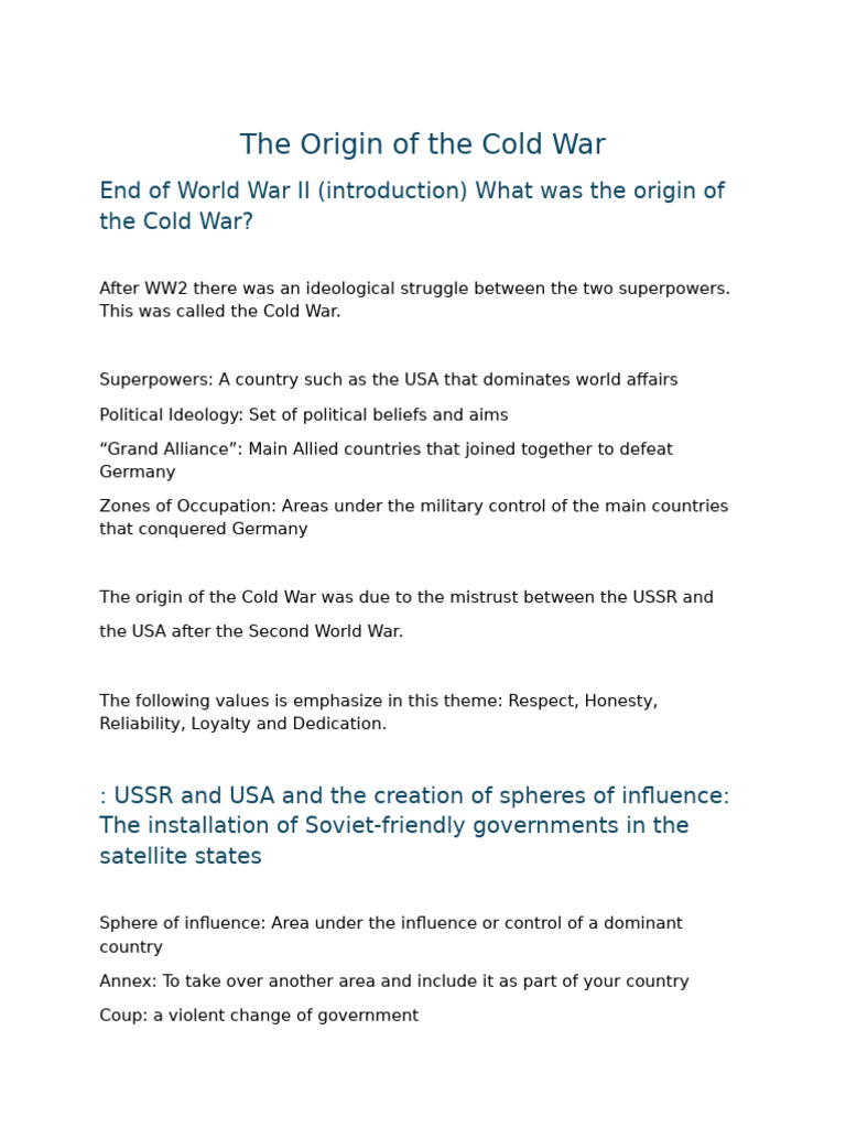 The Origin of the Cold War | PDF | Cold War | Containment