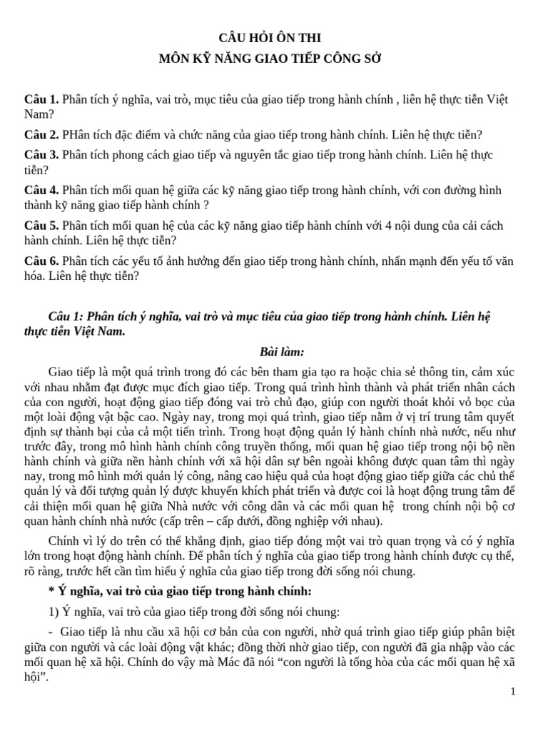 Bai Soan On Thi Ky Nang Giao Tiep Cong So | PDF