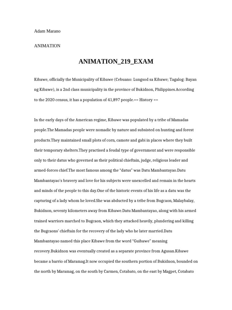 ANIMATION_219_EXAM | PDF | Philippines