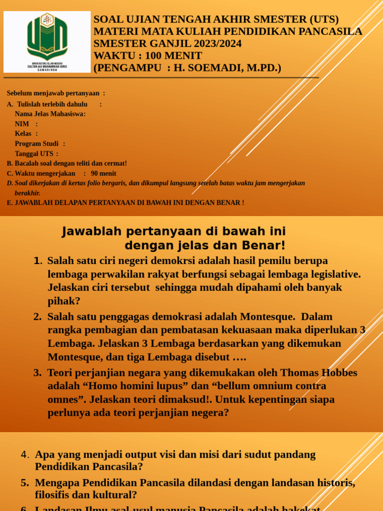 UTS Pancasila 2023 | PDF