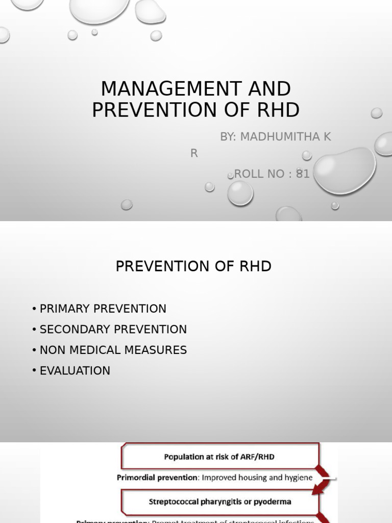 Management and Prevention of RHD: By: Madhumitha K R Roll No: 81 | PDF | Science & Mathematics