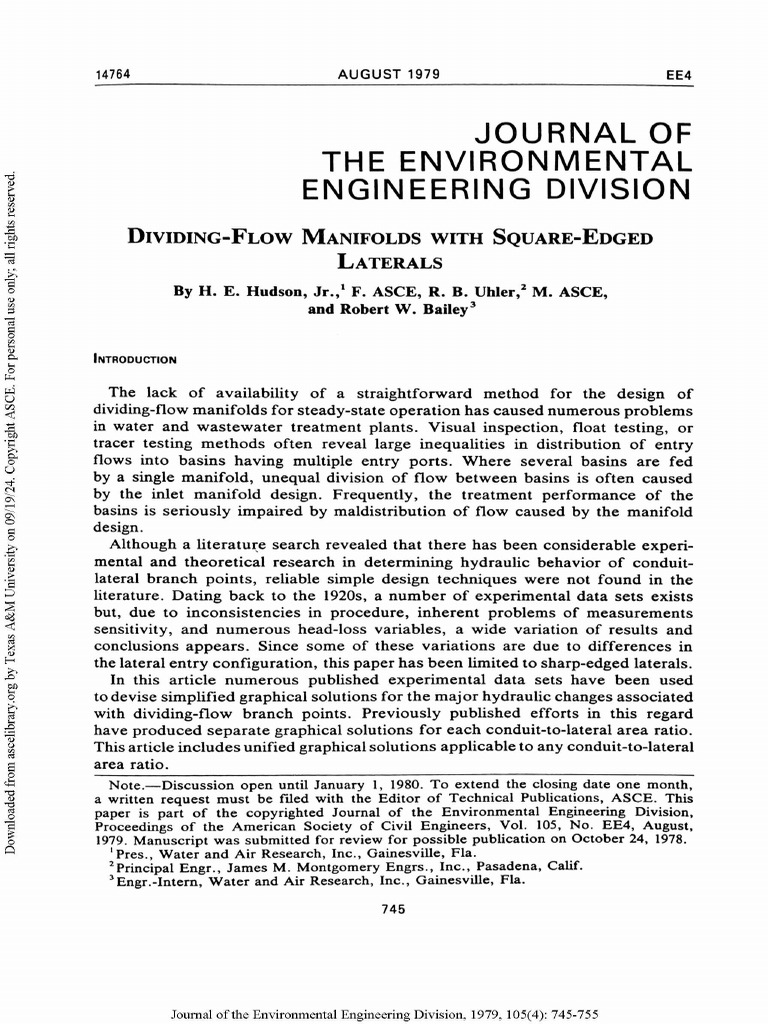 【Dividing-flow manifolds with square-edged laterals（Hudson，1979）】 | PDF
