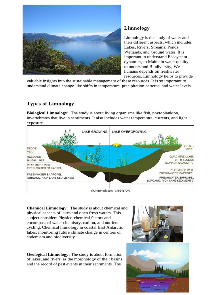 Overview of Limnology and Its Importance | PDF | Lake | Ecology