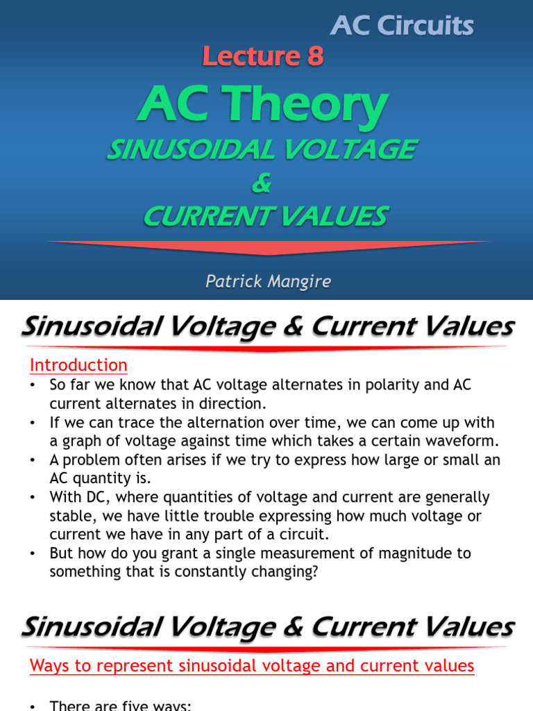 AC Sinusoidal Voltage & Current | PDF | Root Mean Square | Amplitude