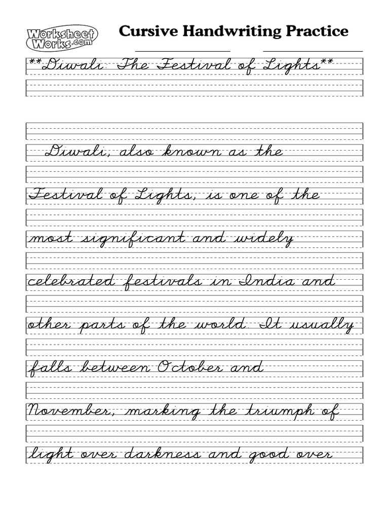 WorksheetWorks Cursive Handwriting Practice 4 | PDF