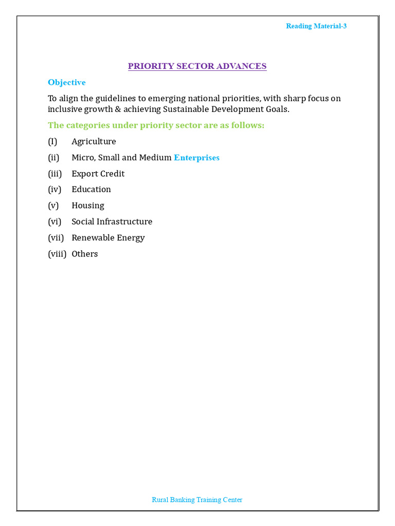 Priority Sector Notes | PDF | Banks | Loans