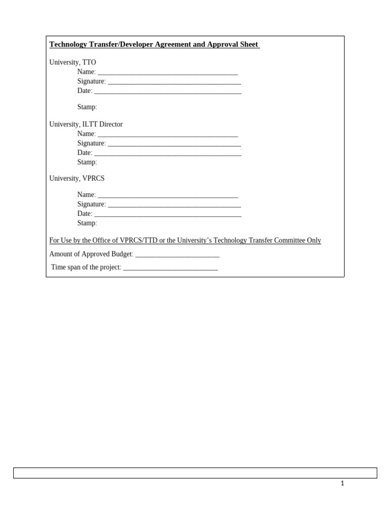 TT Agreement Form | PDF | Technology Transfer | Private Law