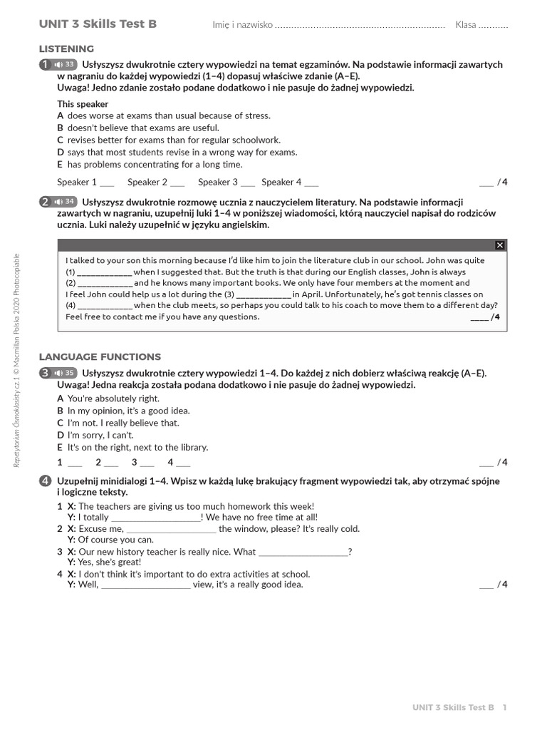 Unit 3 Skills Test B Overview | PDF