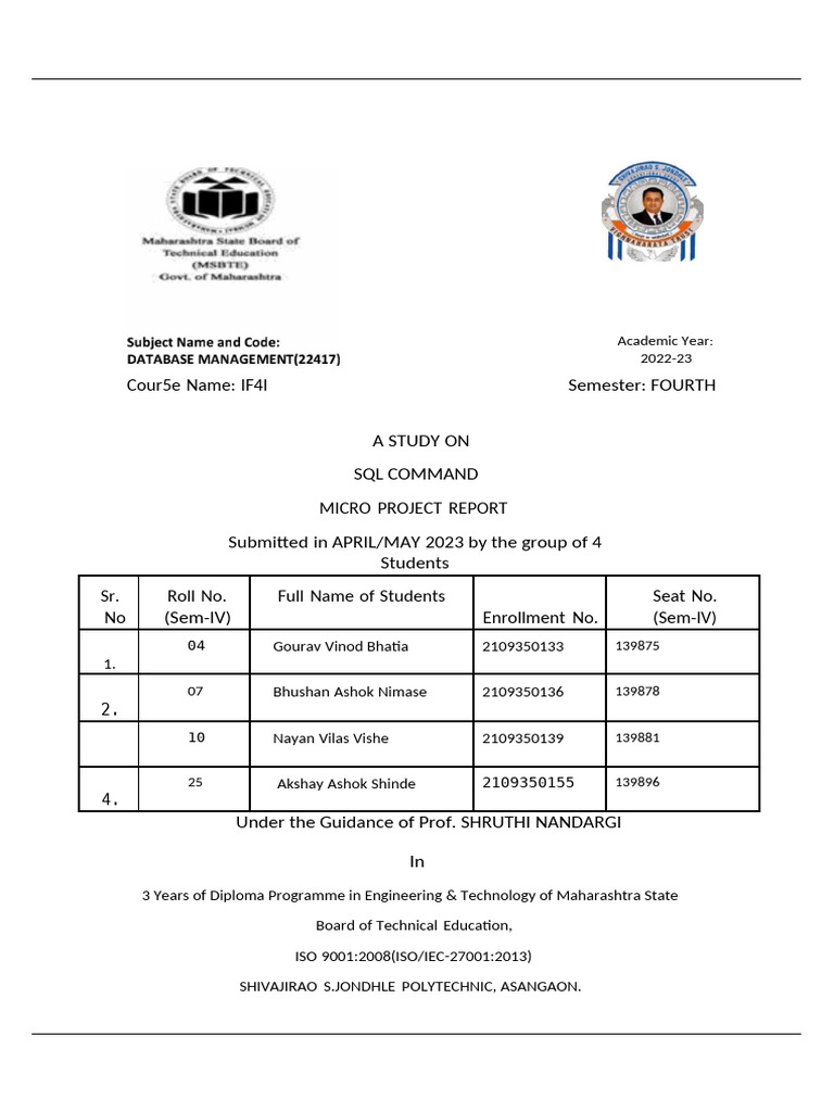 Dma Final Project | PDF | Sql | Relational Database Dma Final Project | PDF | Sql | Relational Database