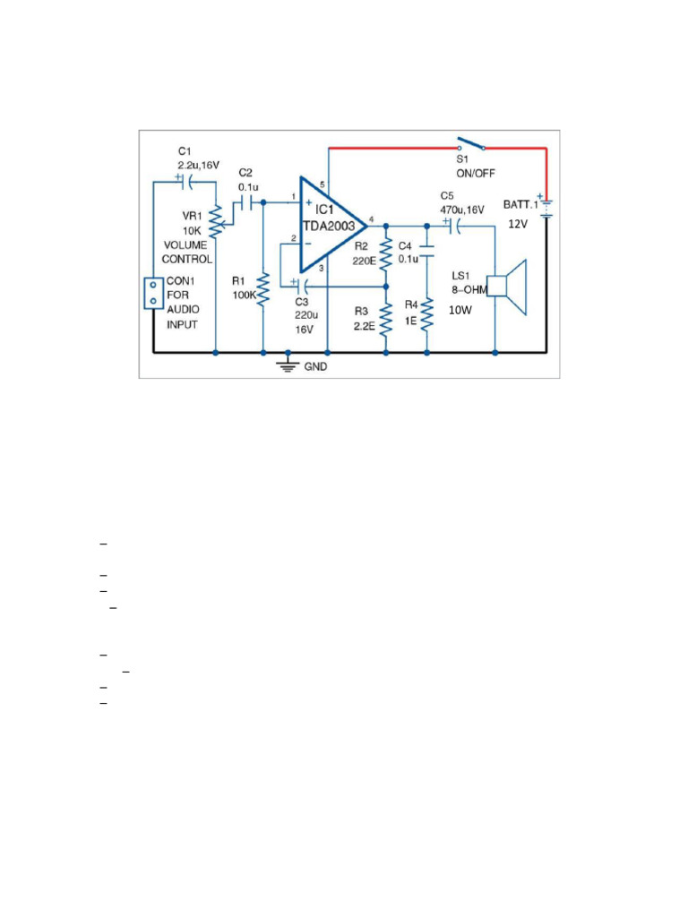 10W Audio Amplifier Circuit | PDF