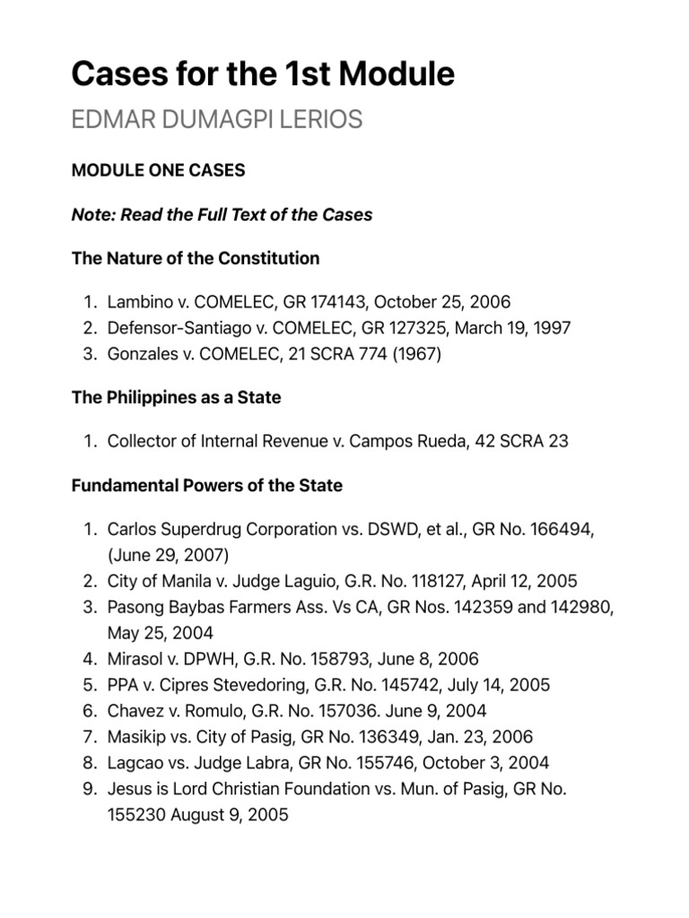Topic - Cases For The 1st Module | PDF | Philippines | Government
