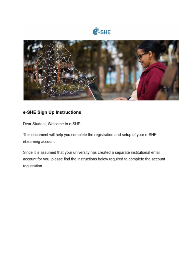 E-SHE Sign Up Instructions - MS Office Workspace | PDF | Educational Technology | Cognition